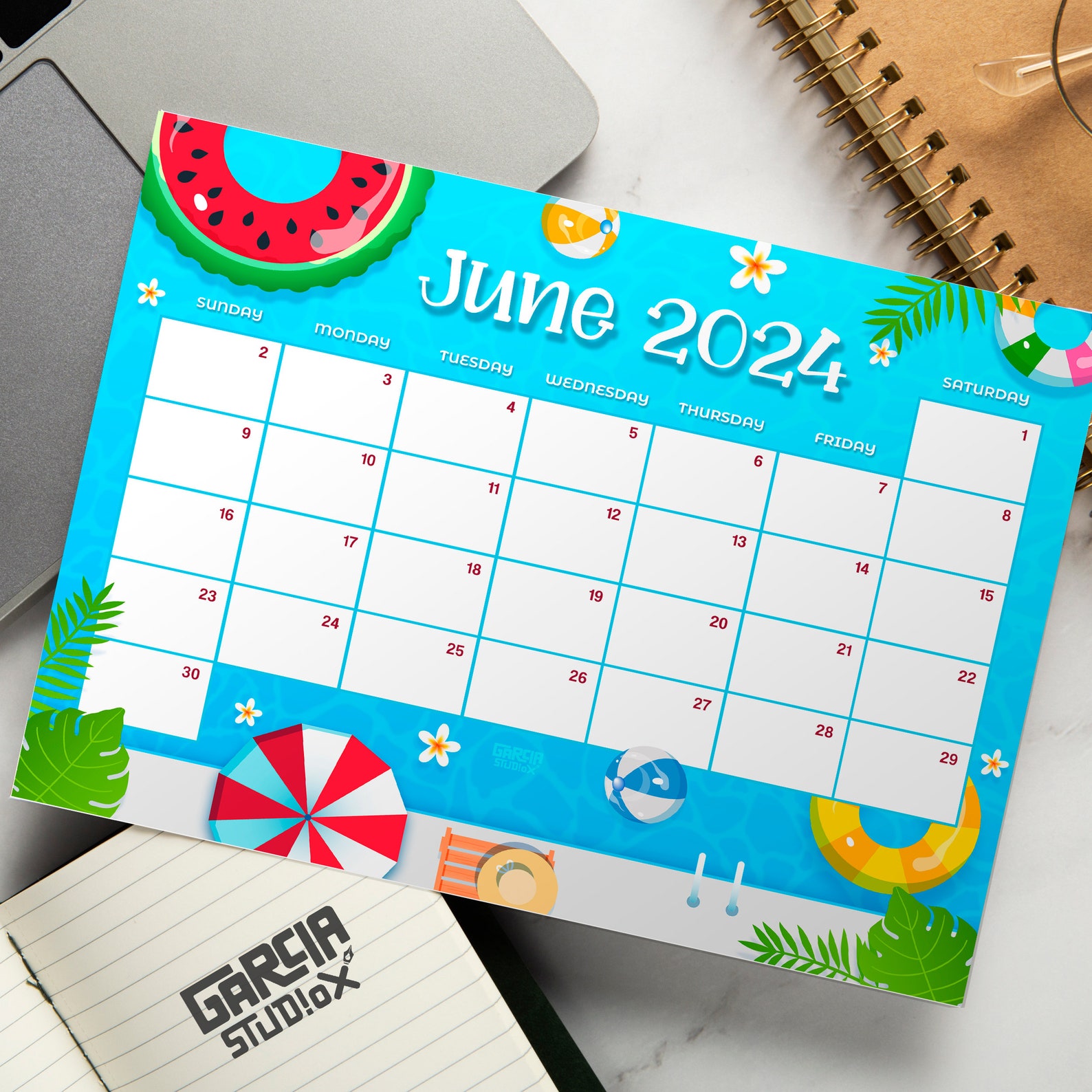EDITABLE June 2024 Calendar, Fillable Summer Planner, Monthly Schedule ...