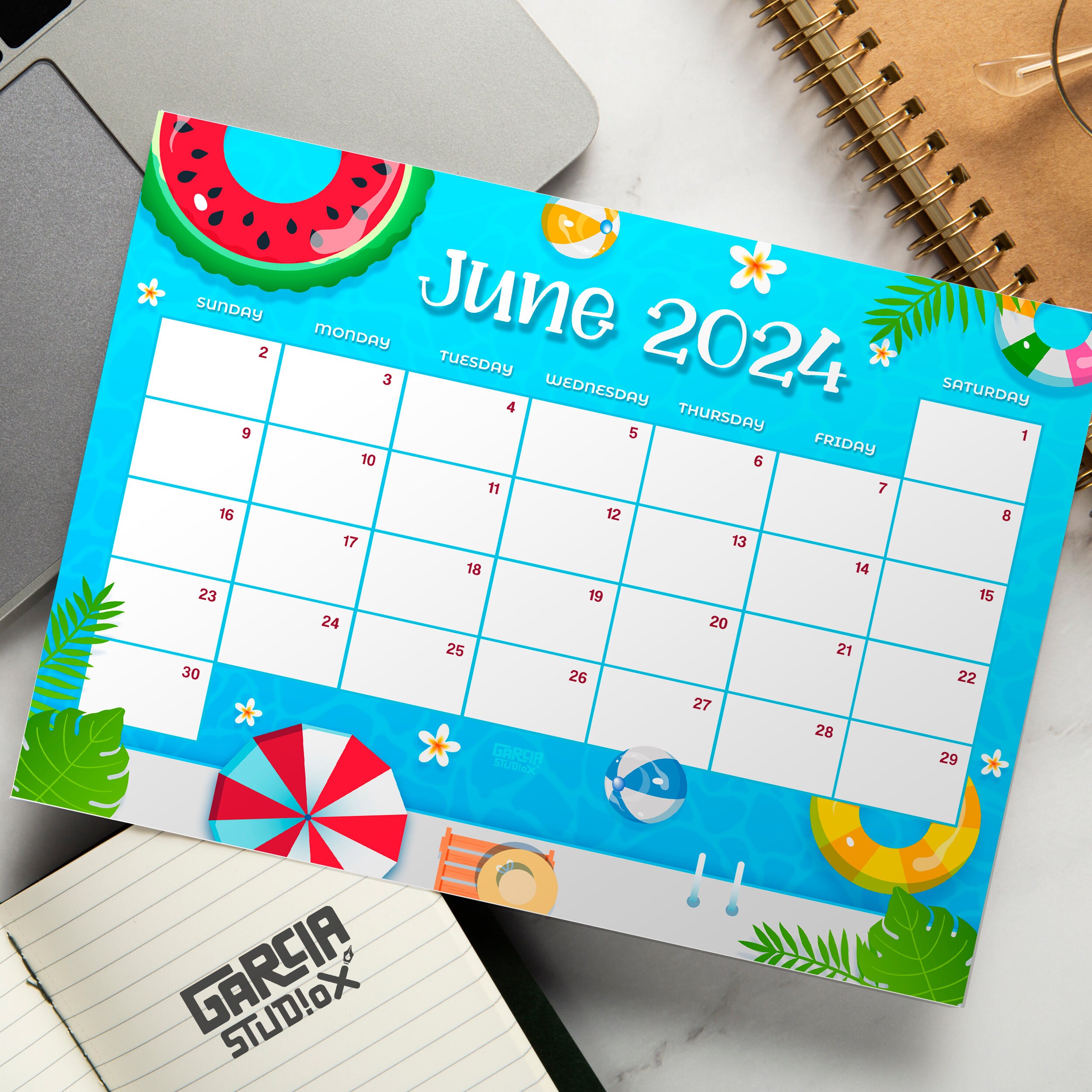 EDITABLE June 2024 Calendar, Fillable Summer Planner, Monthly Schedule ...