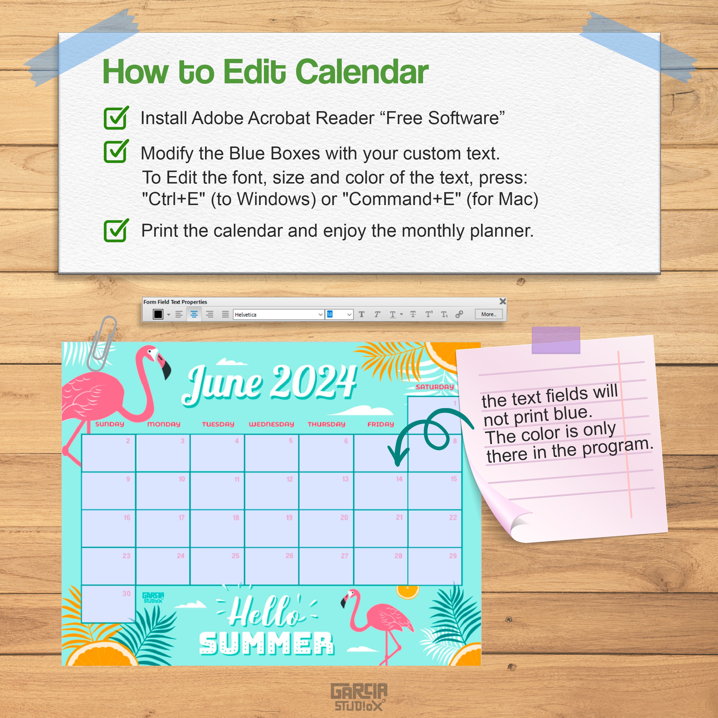 EDITABLE June 2024 Calendar, Fillable Summer Planner, Monthly Schedule ...