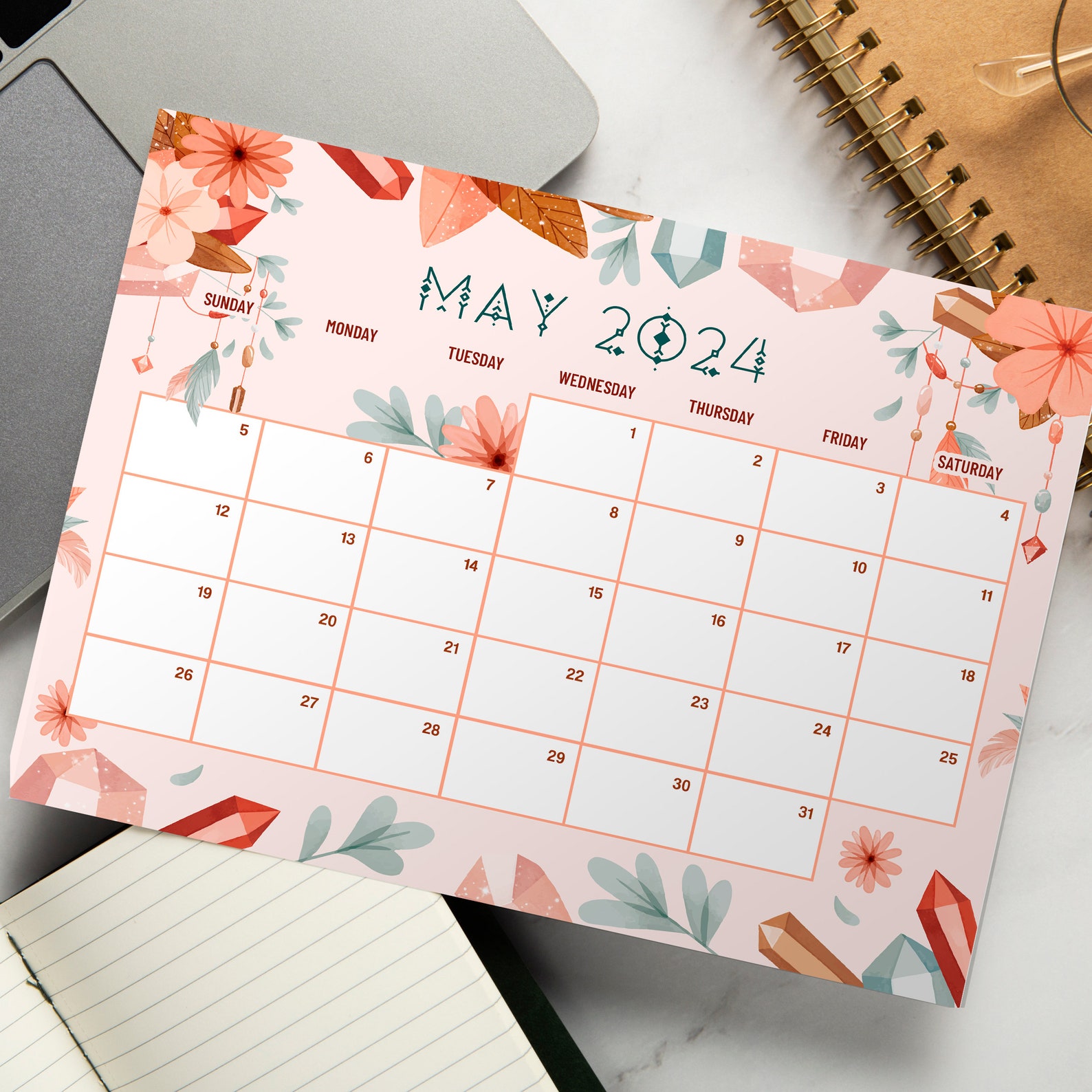 EDITABLE May 2024 Calendar, Fillable Spring Planner, Monthly Schedule ...