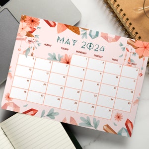 EDITABLE May 2024 Calendar, Fillable Spring Planner, Monthly Schedule ...