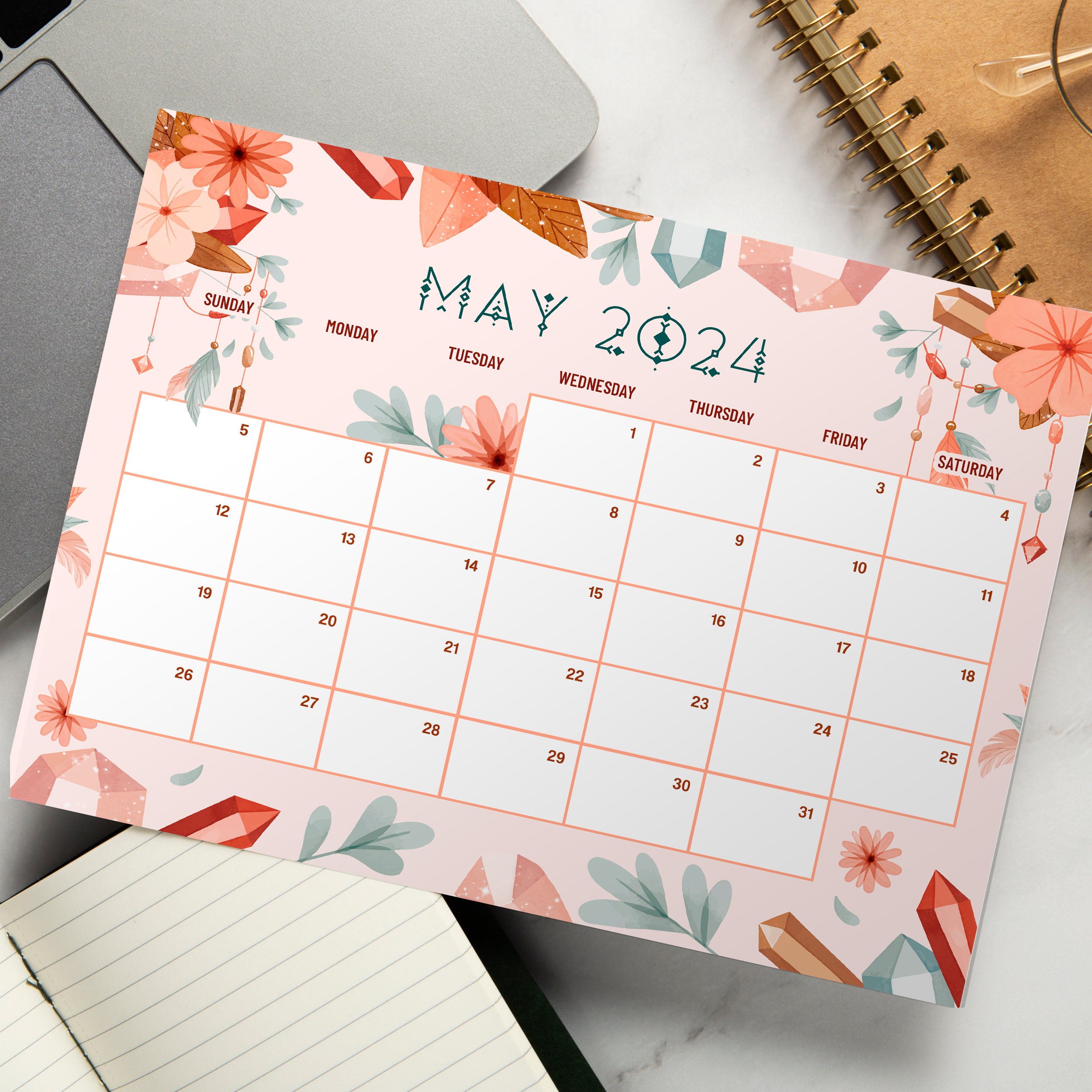 EDITABLE May 2024 Calendar, Fillable Spring Planner, Monthly Schedule ...