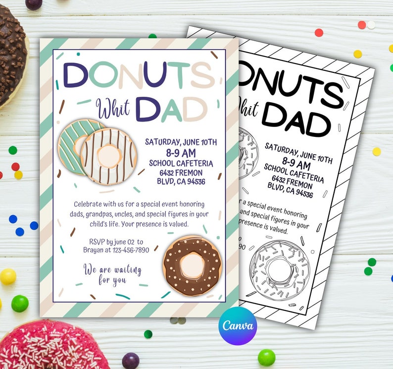 Donuts With Dad, Donuts With Dad Flyer, Donuts With Dad Editable ...