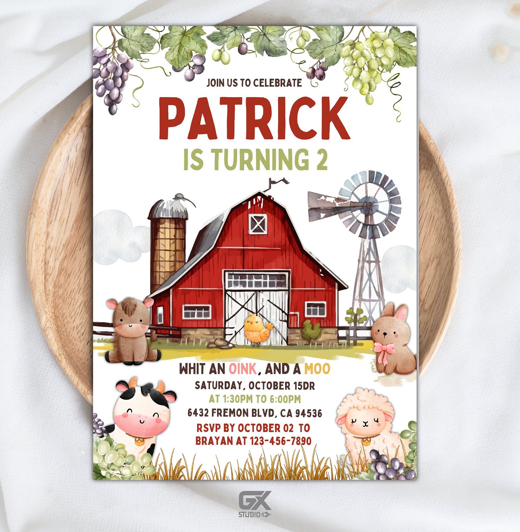 Farm Birthday Party Invitation Template, Editable Farm Birthday ...