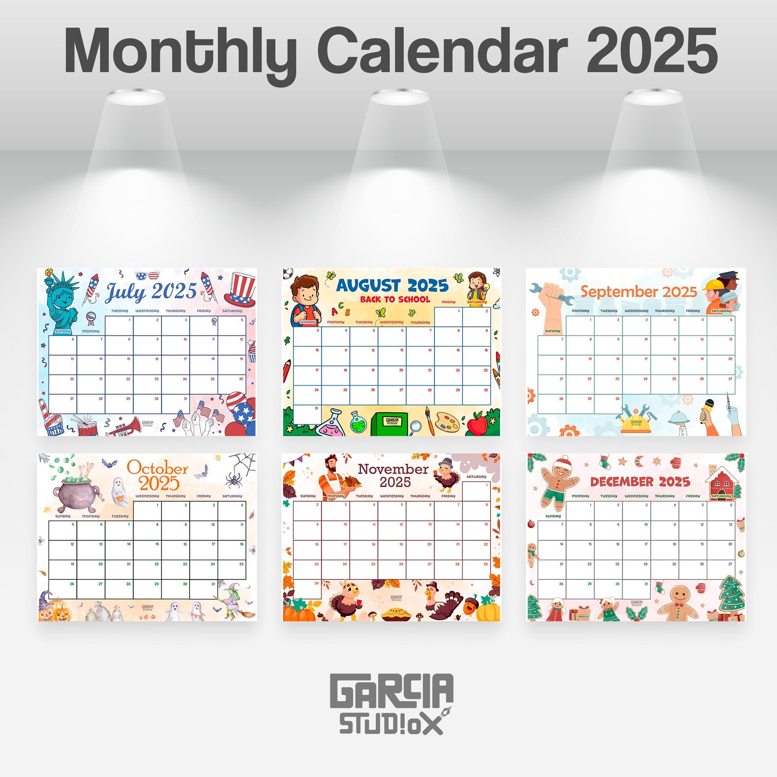2025 Calendar Printable, Cute Kids Calendar 2025, Wall Calendar PDF ...