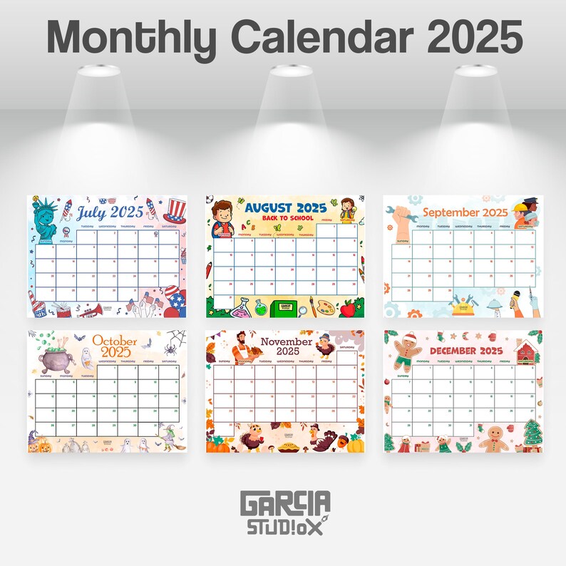 2025 Calendar Printable, Cute Kids Calendar 2025, Wall Calendar PDF ...
