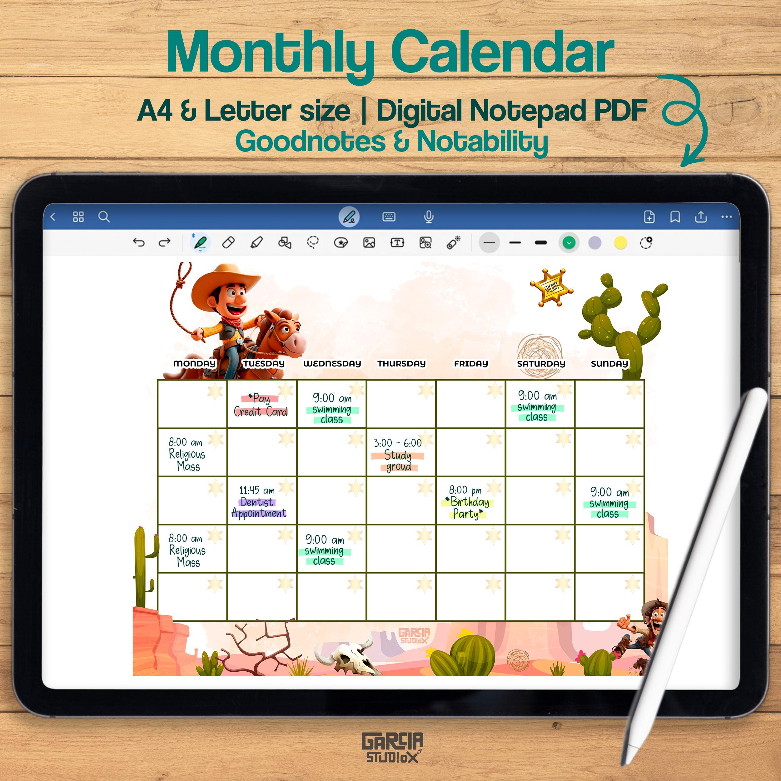 EDITABLE Perpetual Calendar, Cowboy and Rodeo Kids, Monthly Calendar ...