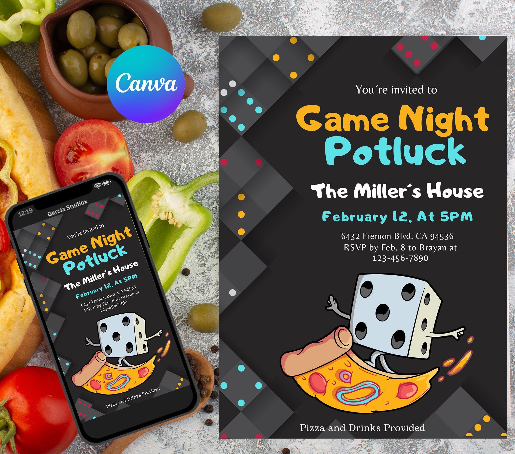 Game Night Potluck Invitation, Game Party Potluck Invite, Board Game ...