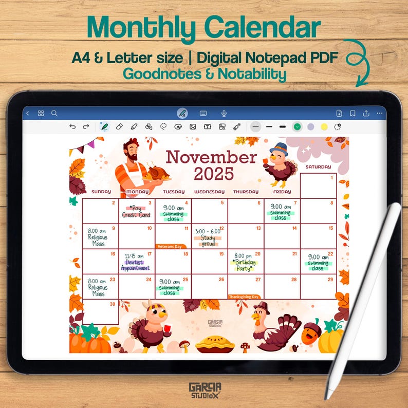 EDITABLE November 2025 Calendar, Fillable Thanksgiving Planner, Monthly ...