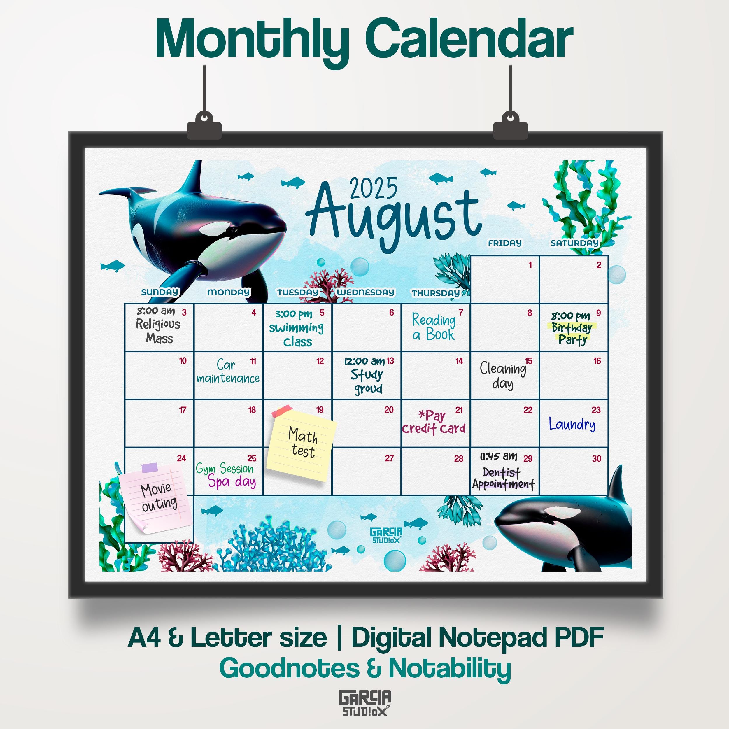 EDITABLE August 2025 Calendar, Fillable Summer Planner, Monthly ...