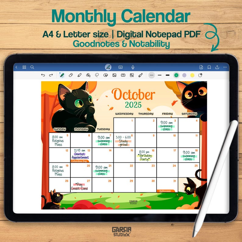 Editable October 2025 Cat Calendar PDF, Bombay Cat Digital Art ...