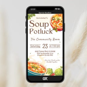 EDITABLE Soup Potluck Invitation, Church, Community, Event, Soup Party ...