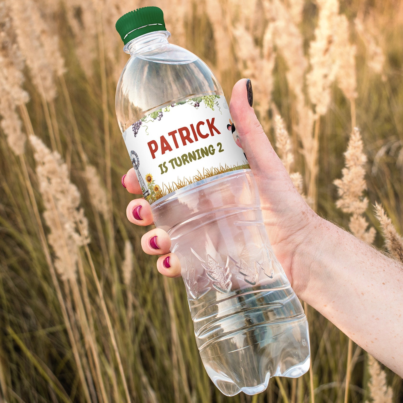 Editable Farm Water Bottle Label, Farm Label, Barnyard Water Bottle ...