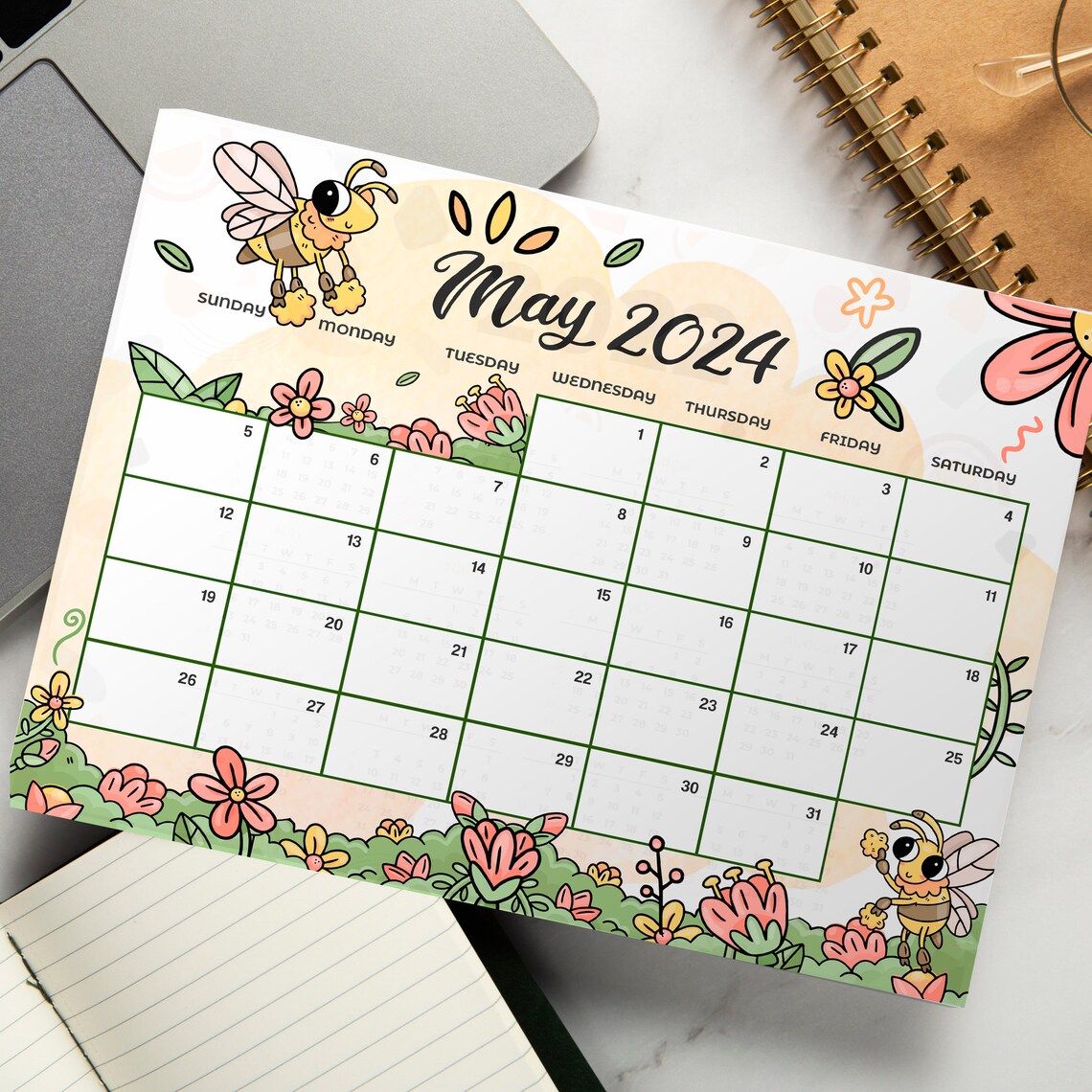 EDITABLE May 2024 Calendar, Fillable Spring Planner, Monthly Schedule ...