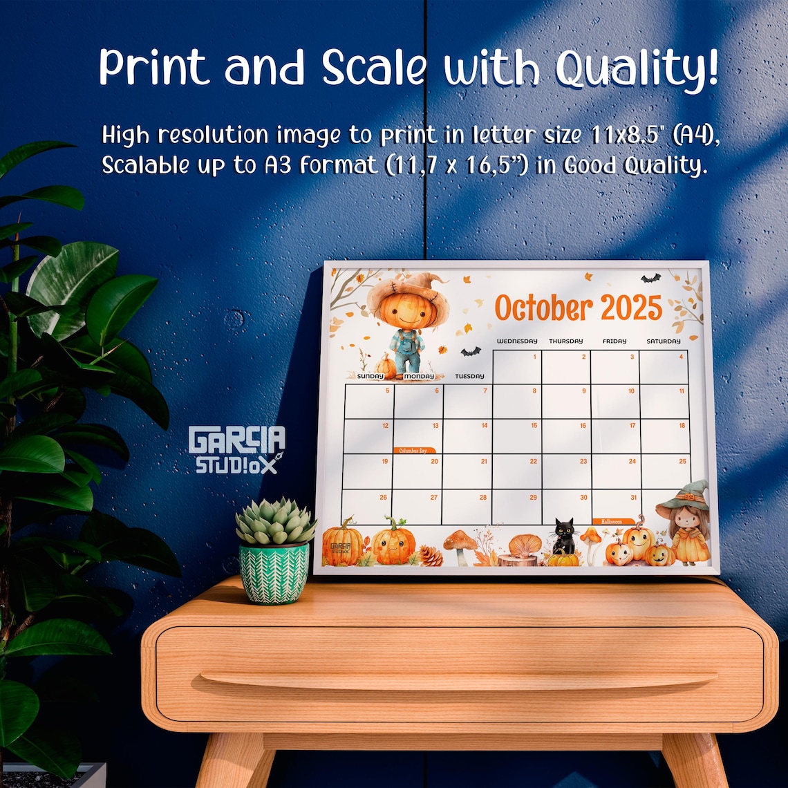 October 2025 Calendar Halloween Pumpkin Theme for Kids - Printable ...