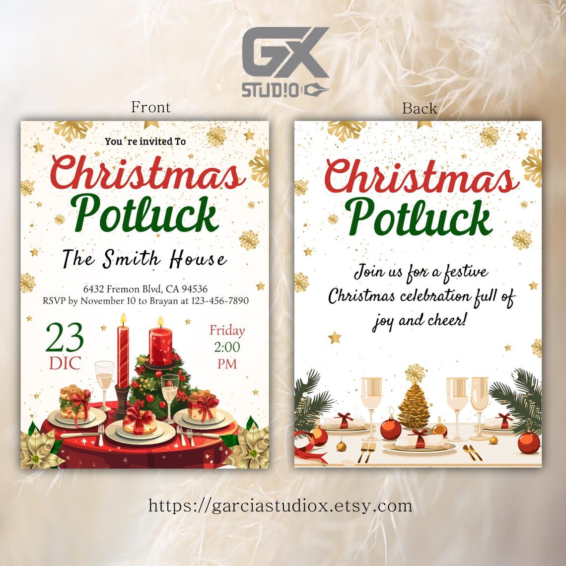 Editable Christmas Potluck Invitation, Holiday Party Template ...