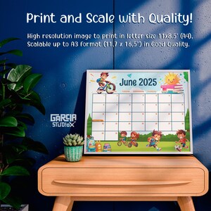June 2025 Printable Children Calendar, Fun Bicycle Theme, Monthly ...