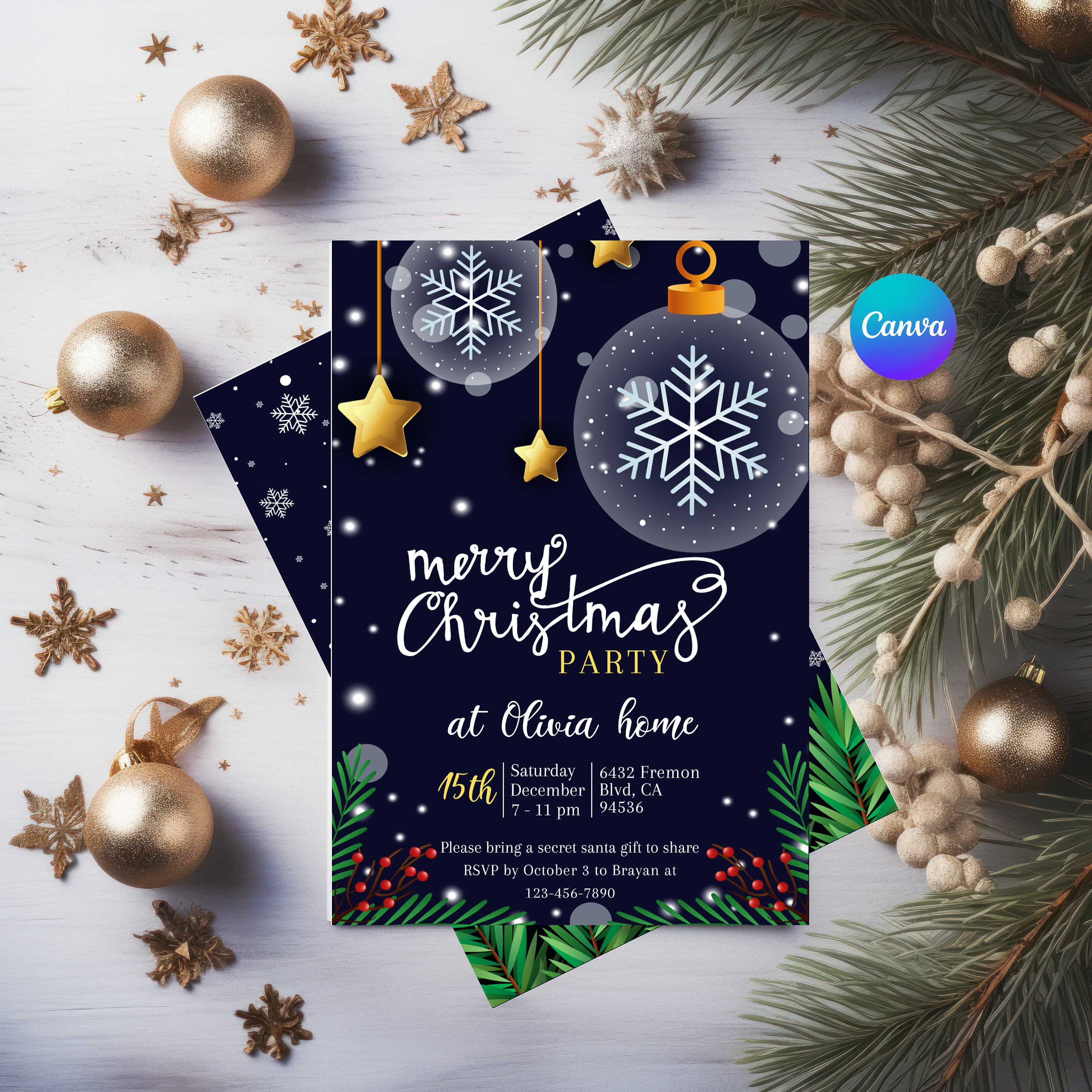 Editable Christmas Party Invitation Background Printable - Etsy