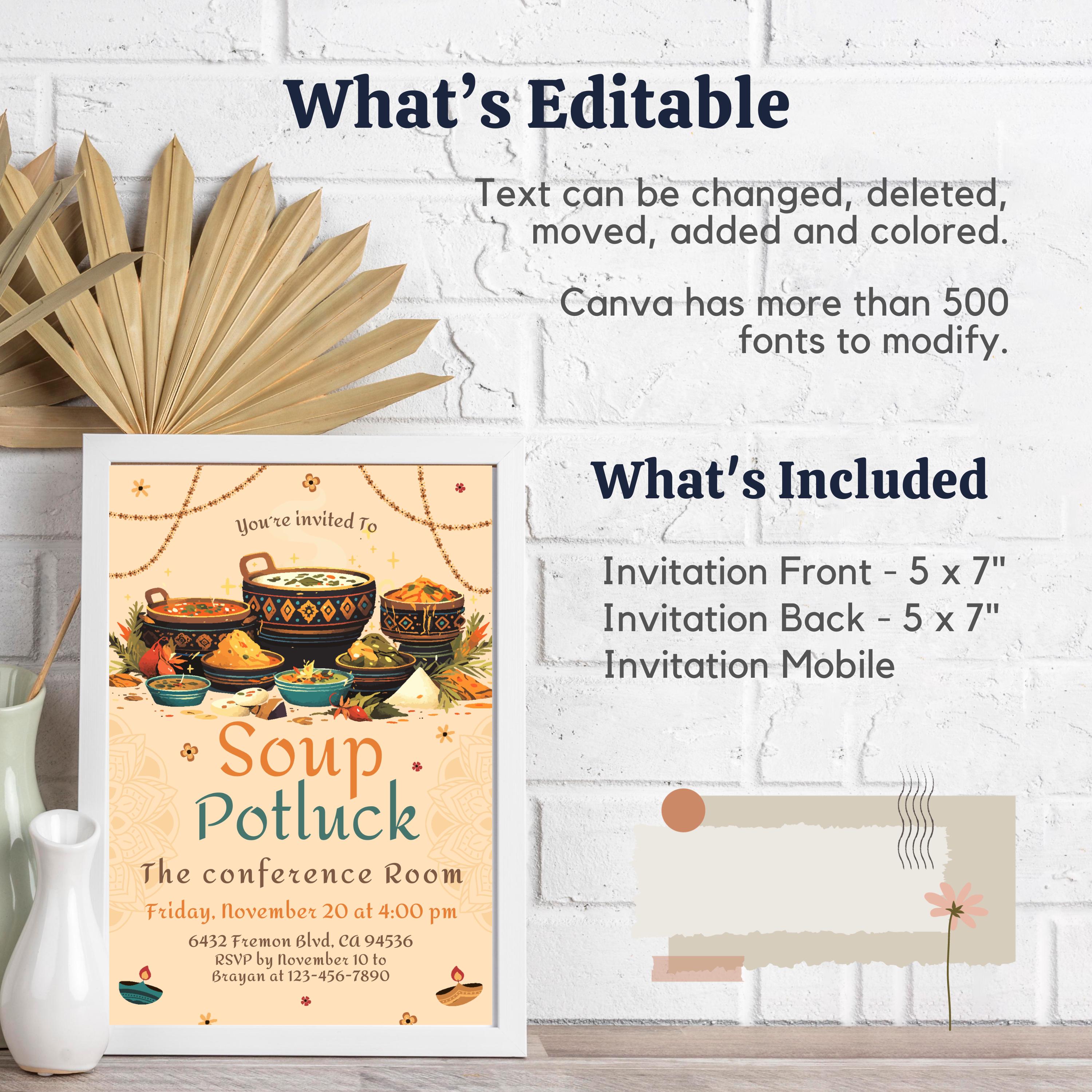 Editable Hindu Soup Potluck Invitation, Mandalas & Traditional ...
