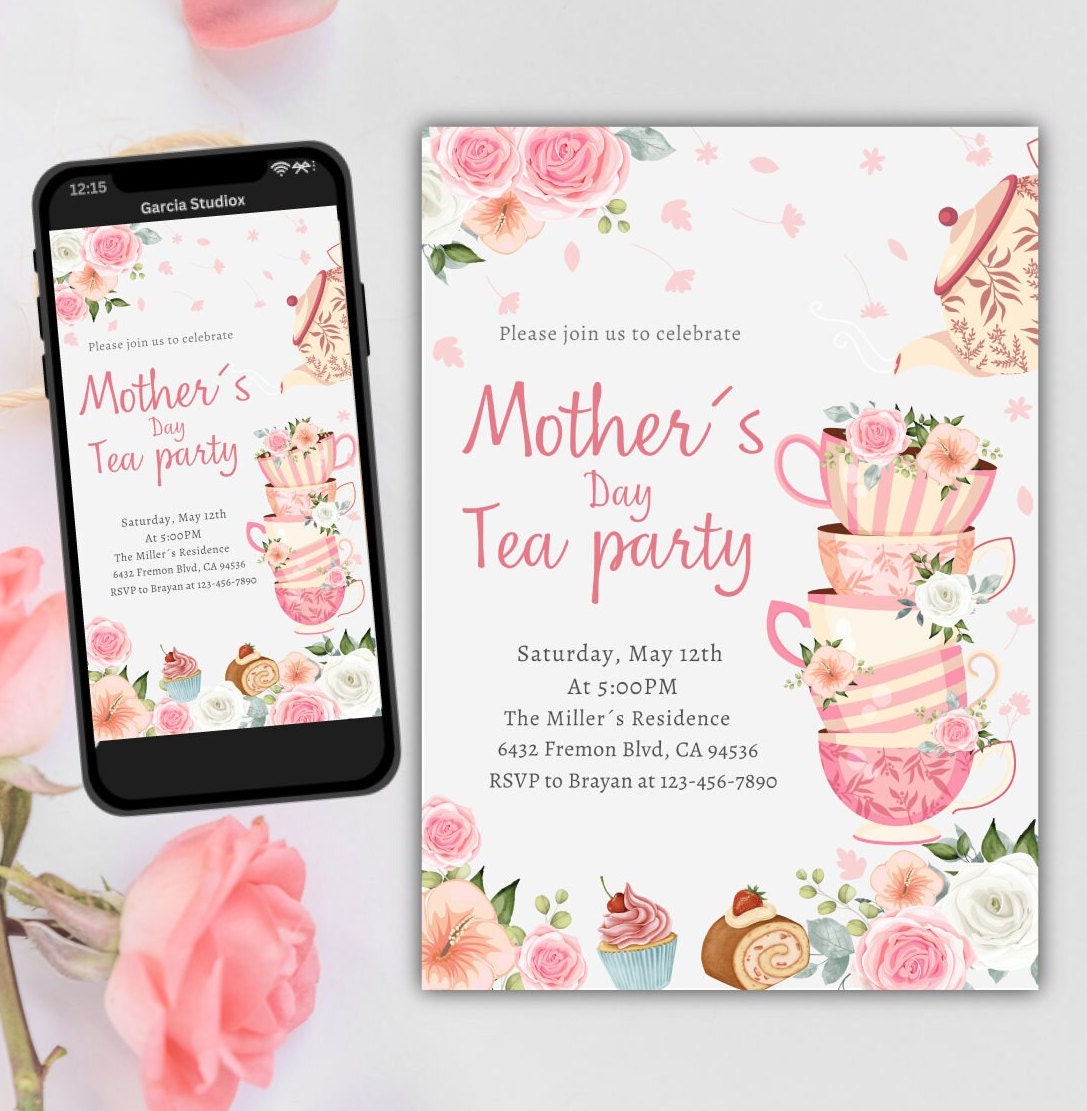 Mothers Day Tea Party Invitation Mother's Day Brunch Invite Mommy and ...