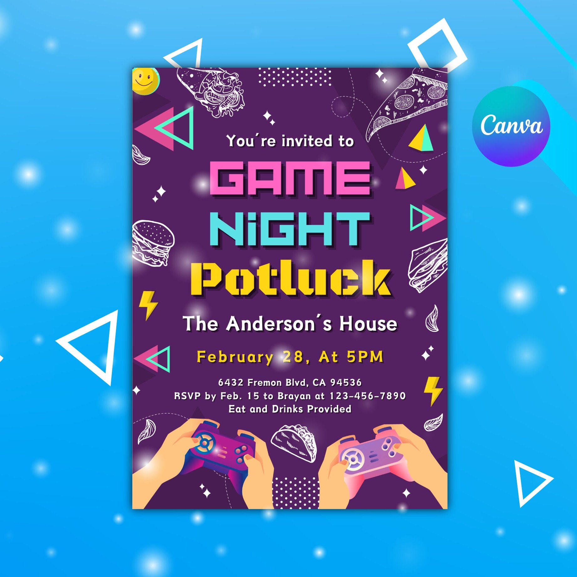 Online Game Night Potluck Invitation, Game Party Potluck Invite, Board ...