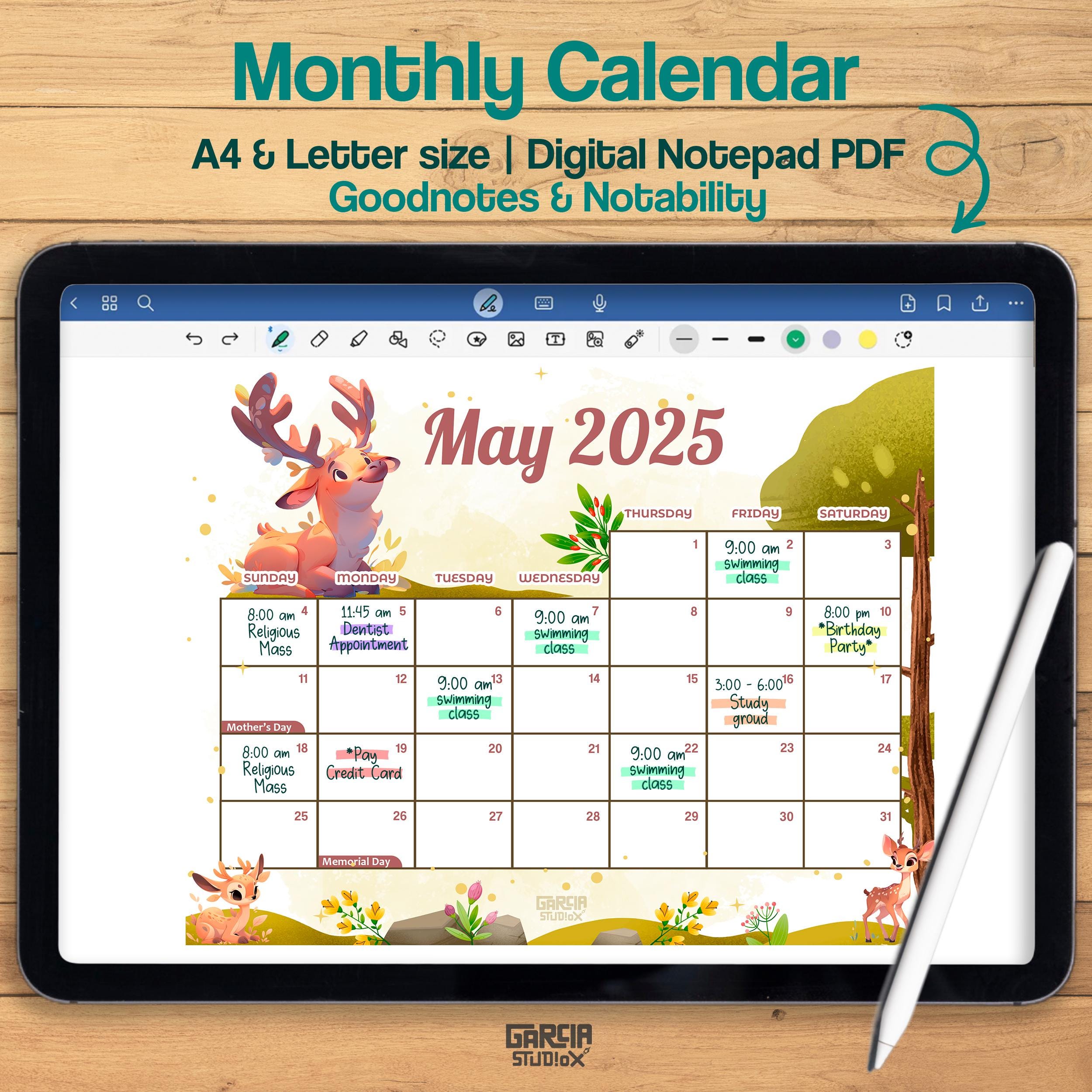 EDITABLE May 2025 Calendar for Kids, Fillable Spring Planner, Monthly ...