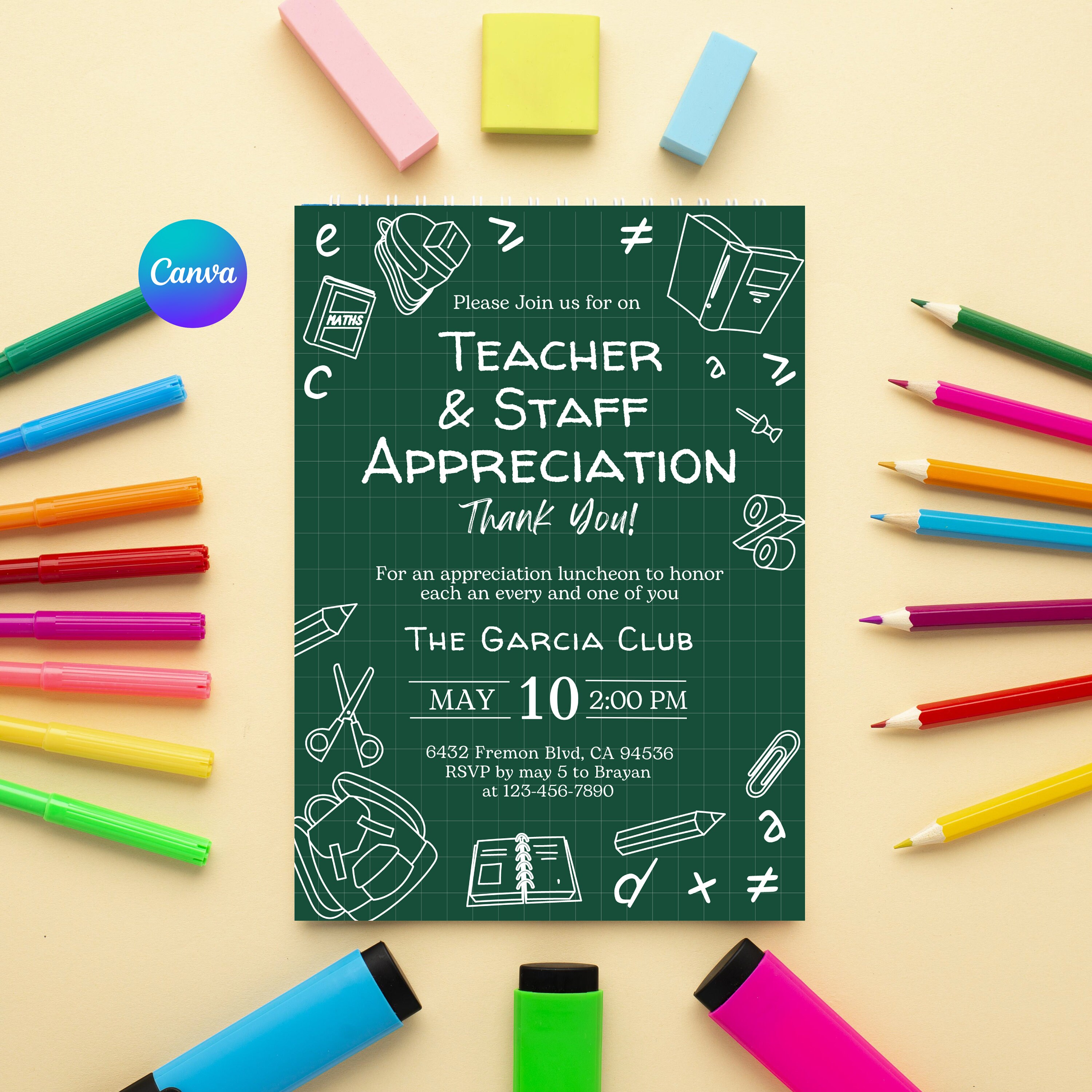 Editable Teacher and Staff Appreciation Luncheon, Happy Teacher Day ...