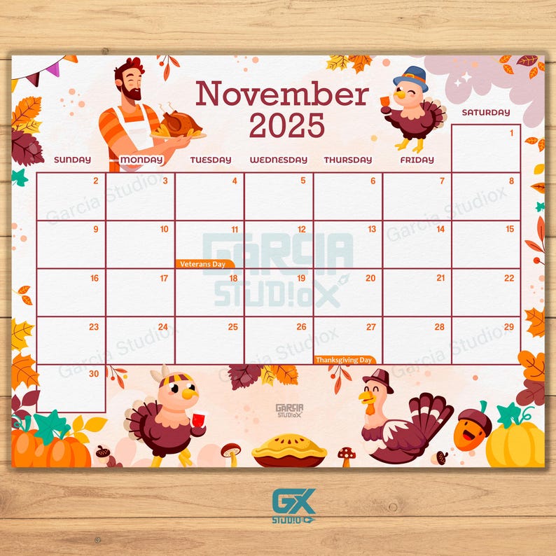 EDITABLE November 2025 Calendar, Fillable Thanksgiving Planner, Monthly ...