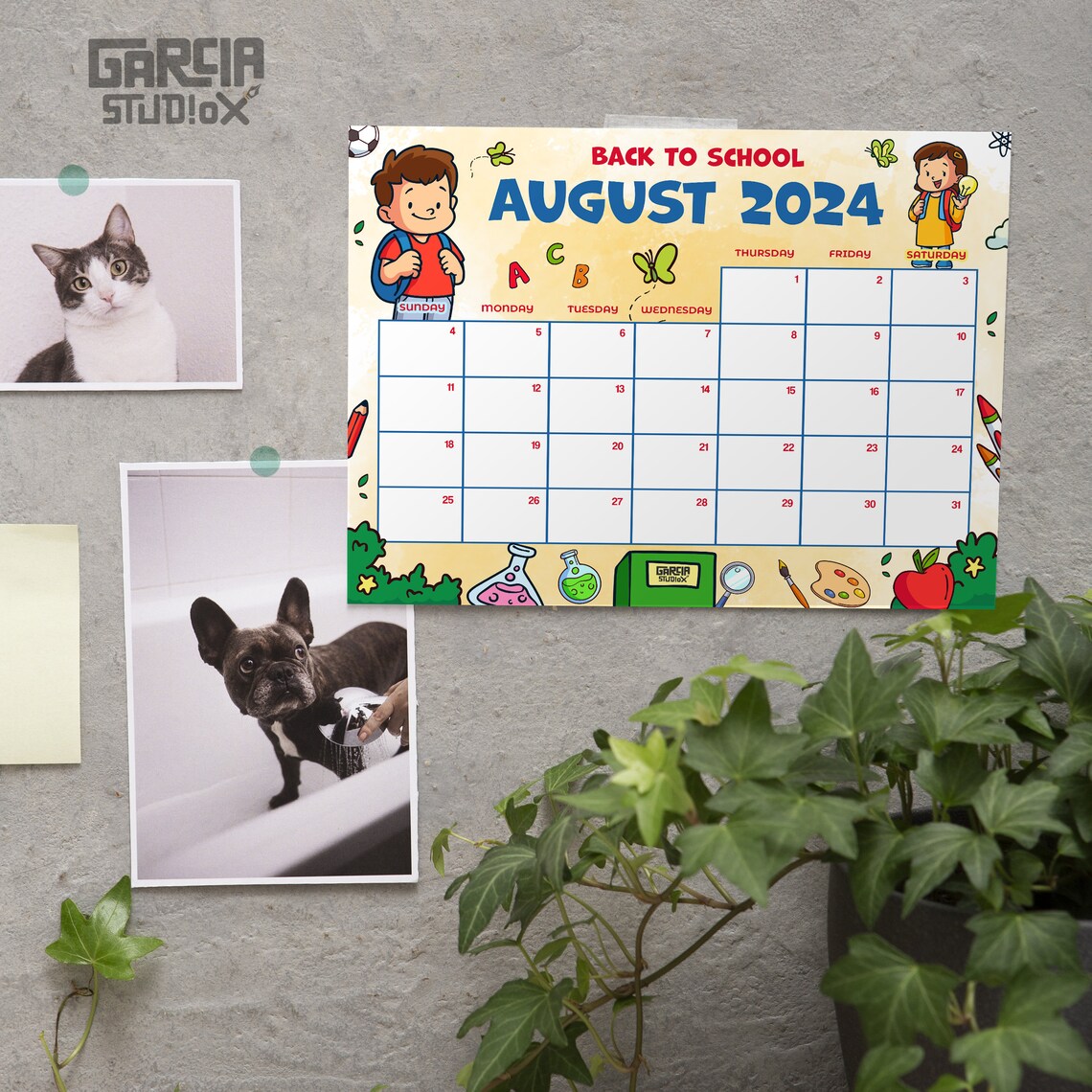 EDITABLE August 2024 Calendar, Fillable Back to School Planner, Monthly ...