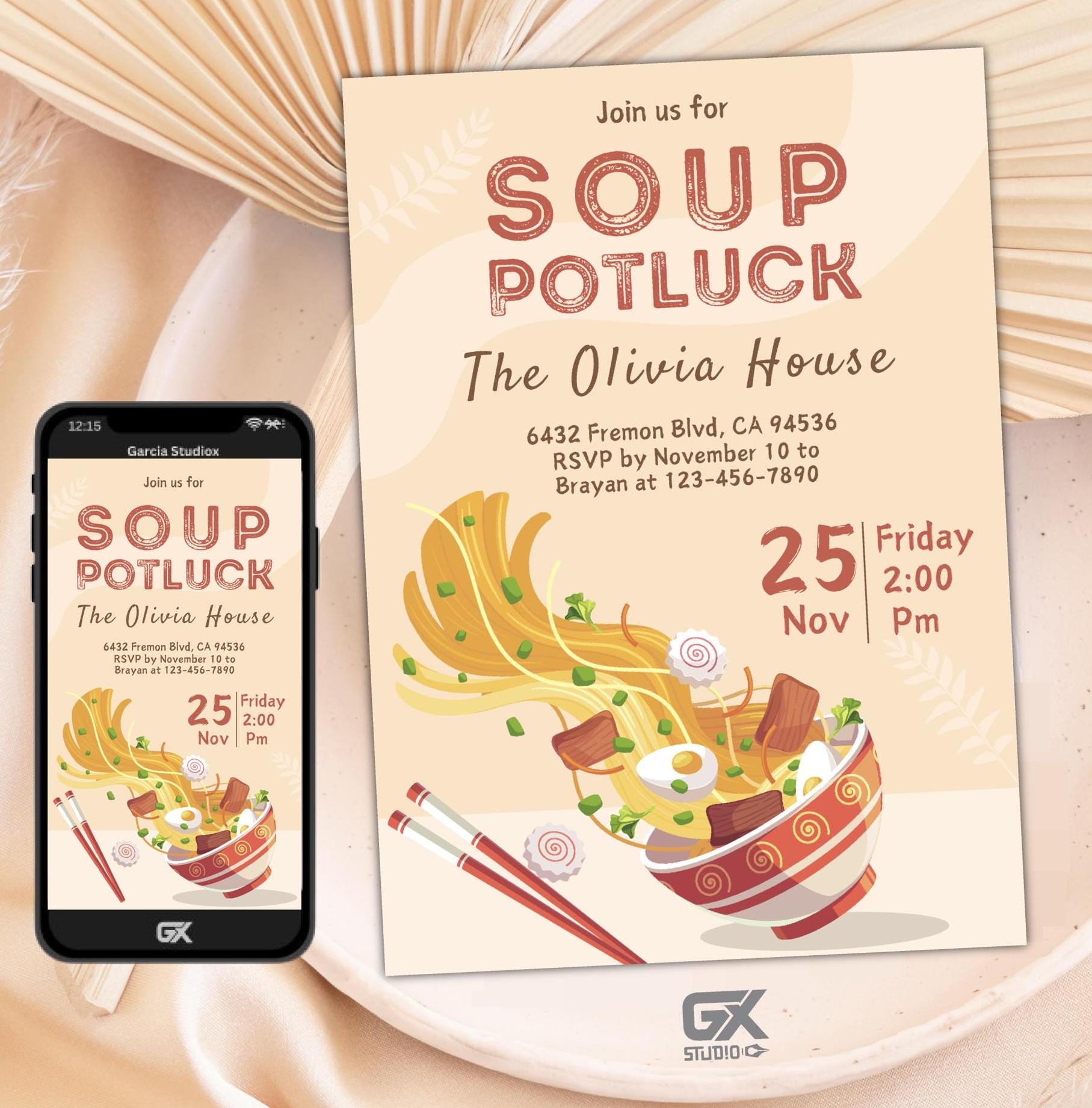 Editable Soup Potluck Invitation, Custom Soup Party Template for ...