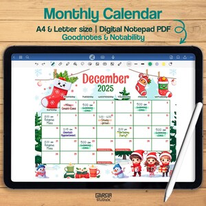 December 2025 Calendar for Kids, Fun Christmas School Socks Theme ...