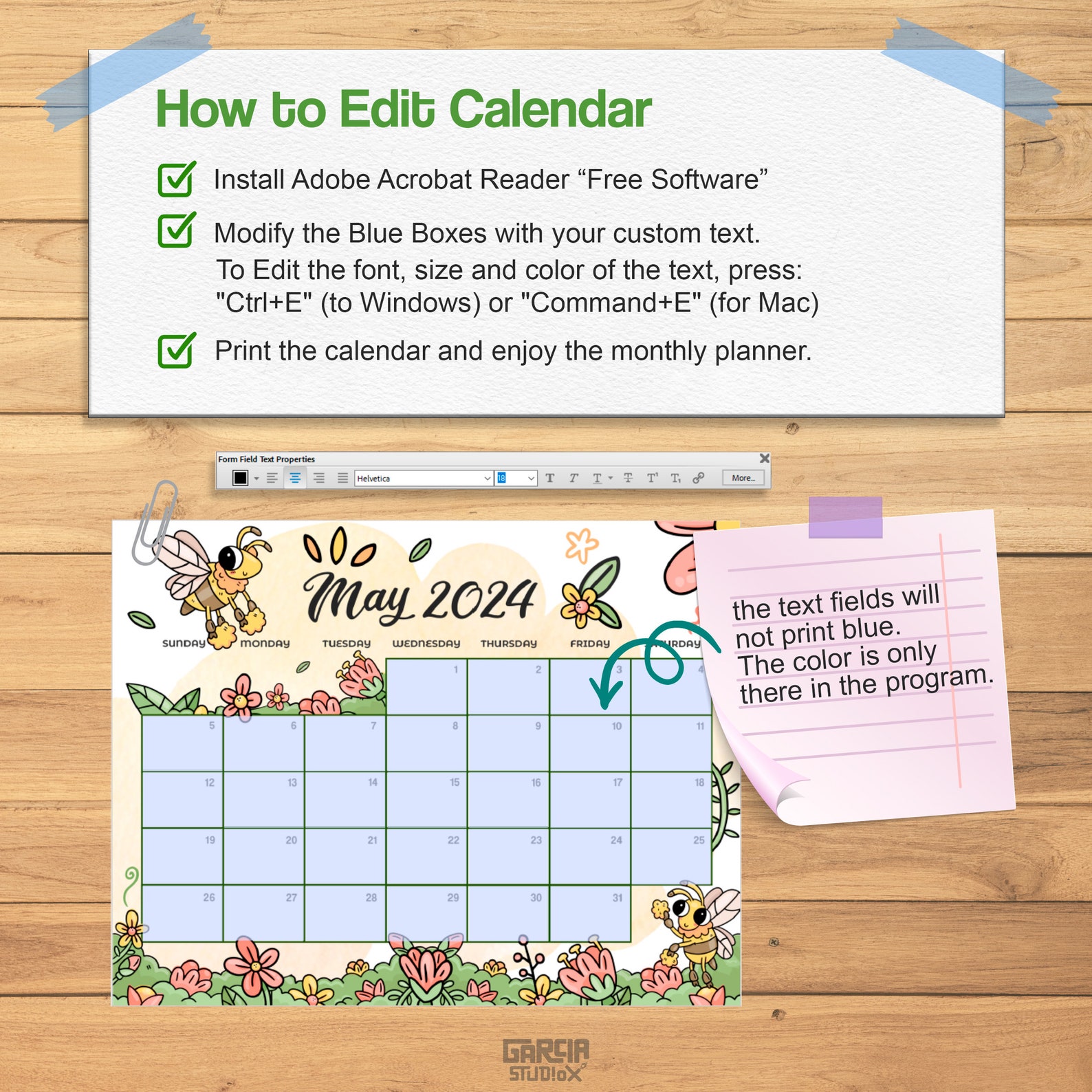 EDITABLE May 2024 Calendar, Fillable Spring Planner, Monthly Schedule ...