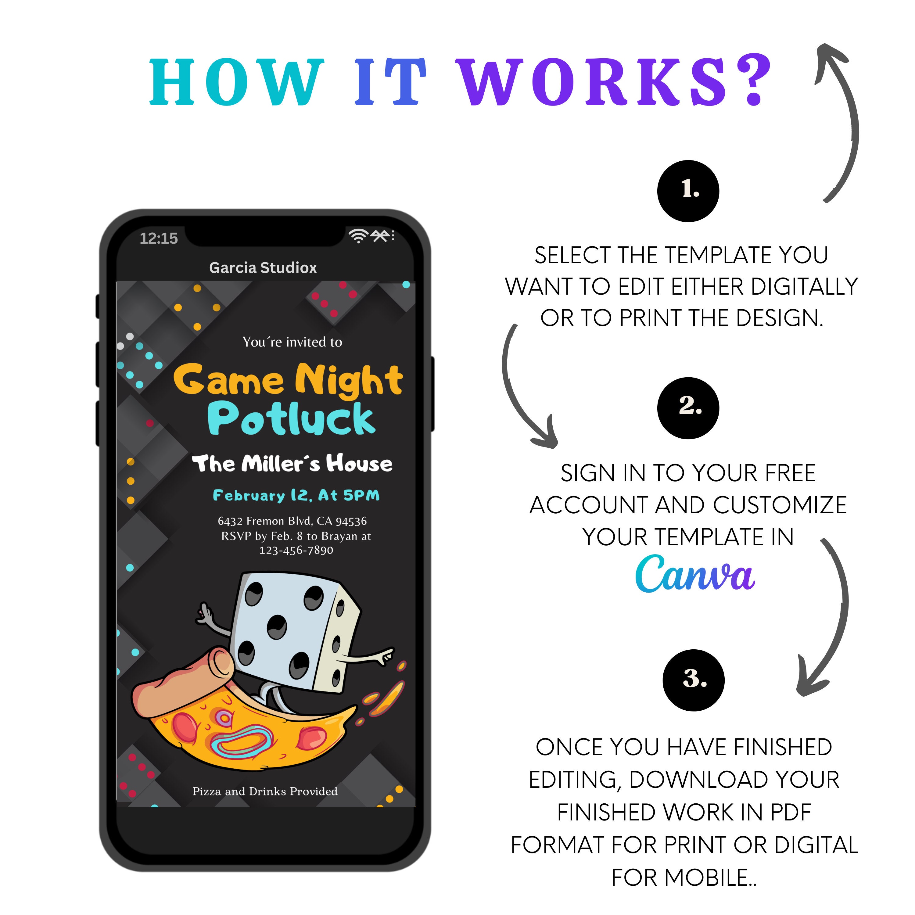 Game Night Potluck Invitation, Game Party Potluck Invite, Board Game ...