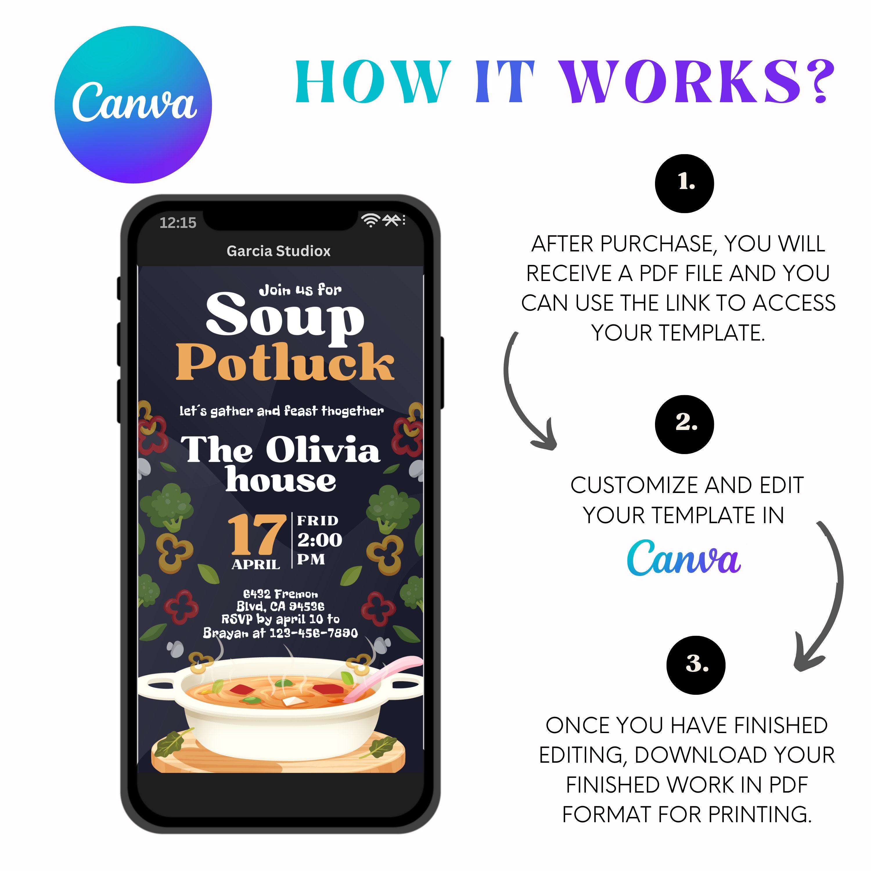 Soup Potluck Invitation Template, Soup Potluck Invite, Soup Potluck ...