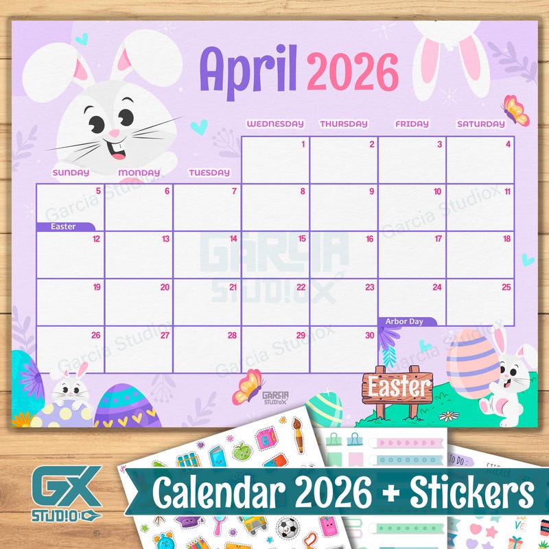 April Theme Calendar - Etsy
