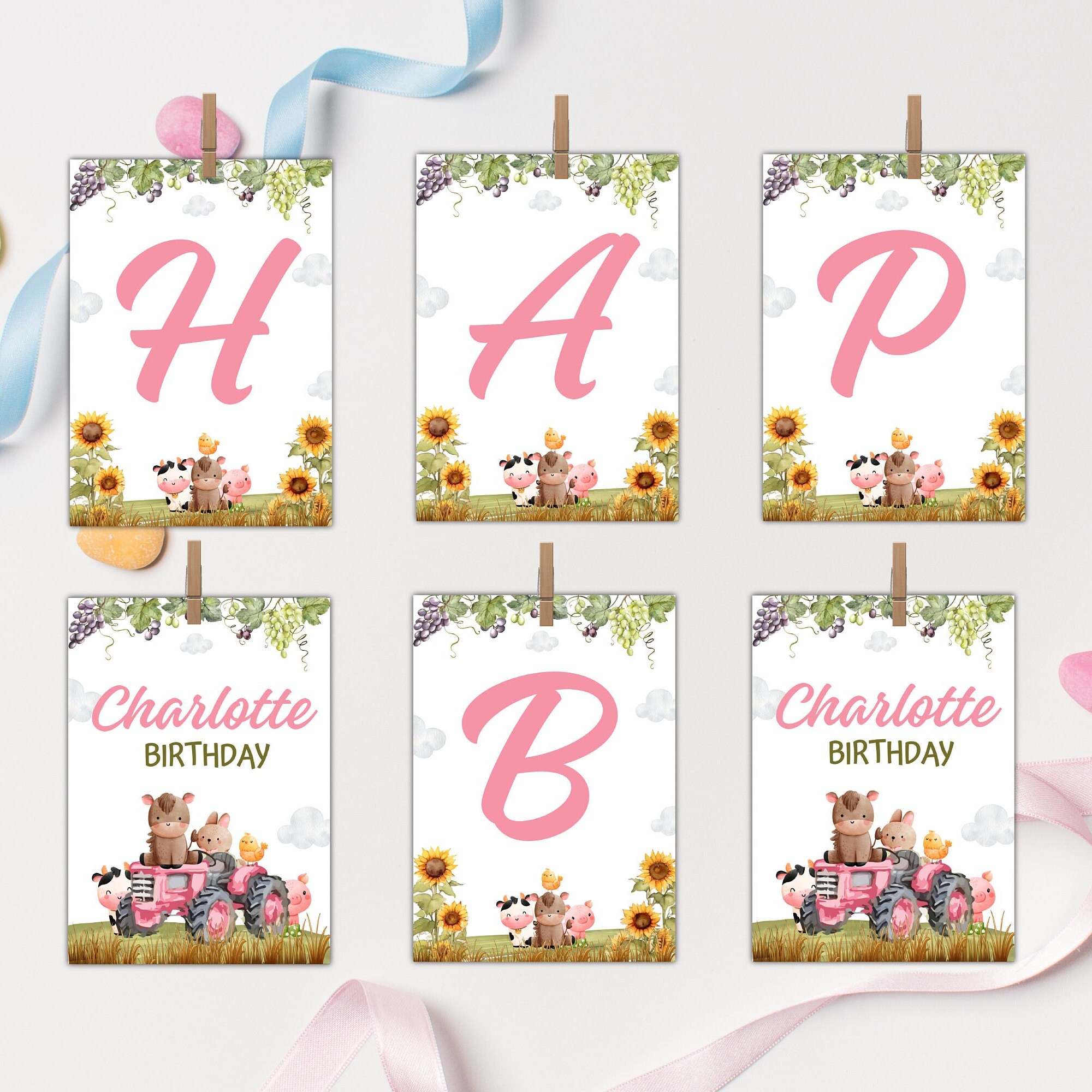 Barnyard Birthday Cupcake Toppers, Favor Tags Farm Birthday Party ...