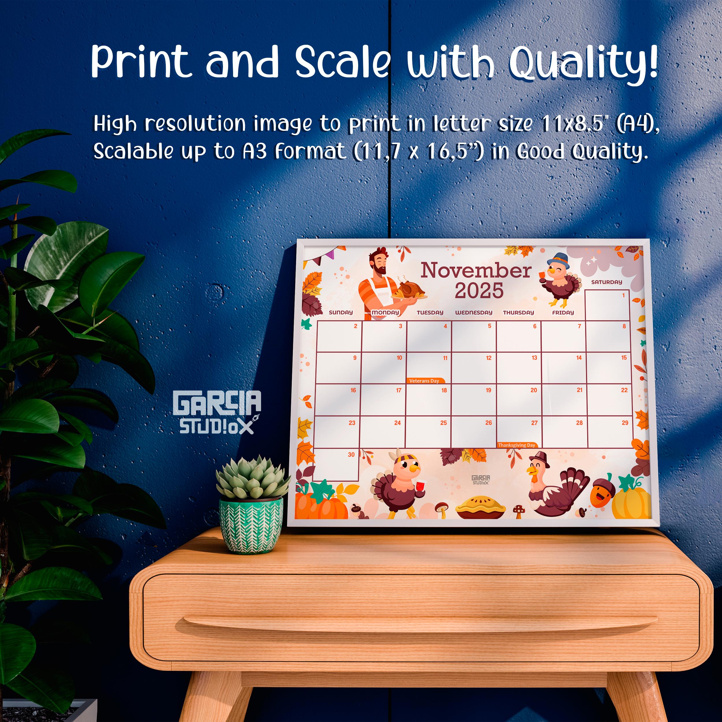 EDITABLE November 2025 Calendar, Fillable Thanksgiving Planner, Monthly ...