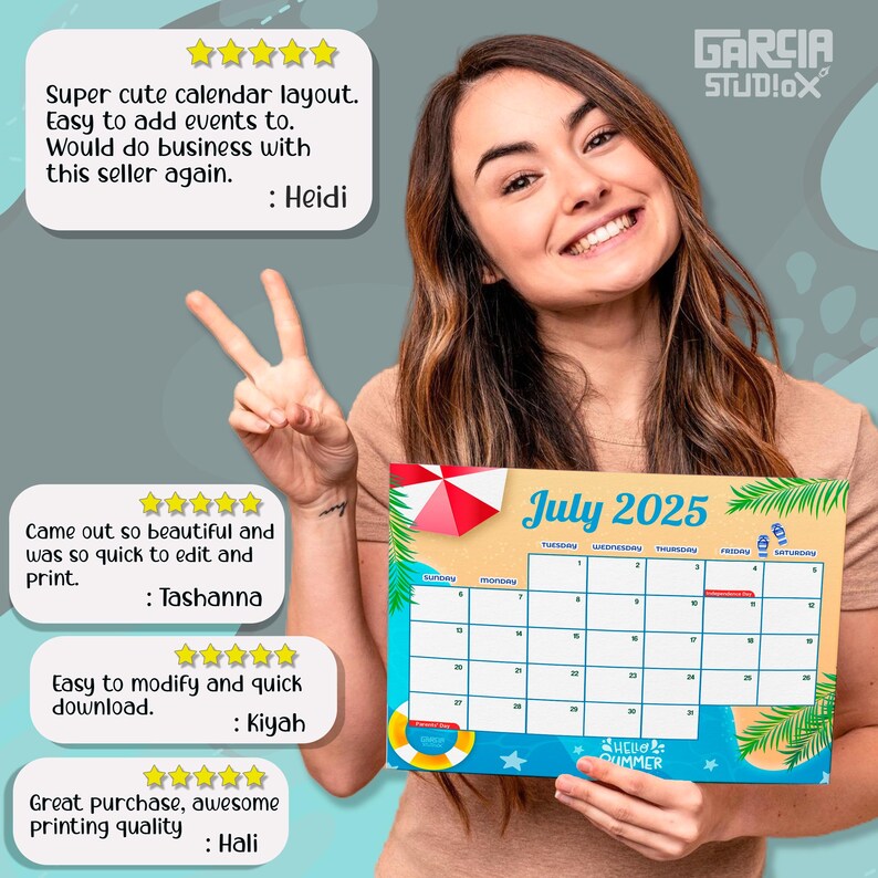 EDITABLE July 2025 Calendar, Fillable Beach Planner, Monthly Schedule ...