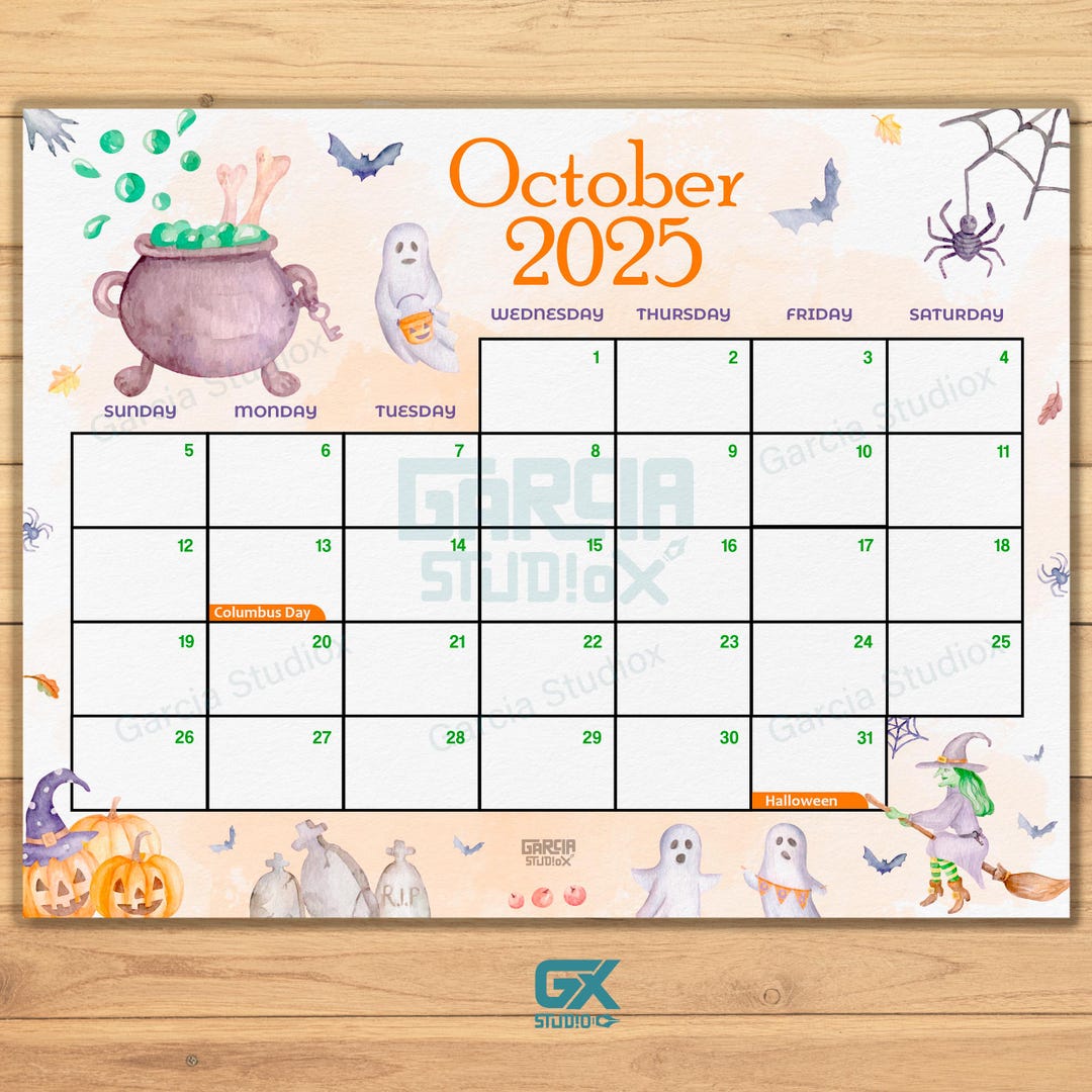EDITABLE October 2025 Calendar, Fillable Halloween Planner, Monthly ...