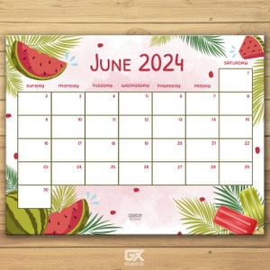 EDITABLE June 2024 Calendar, Fillable Summer Planner, Monthly Schedule ...
