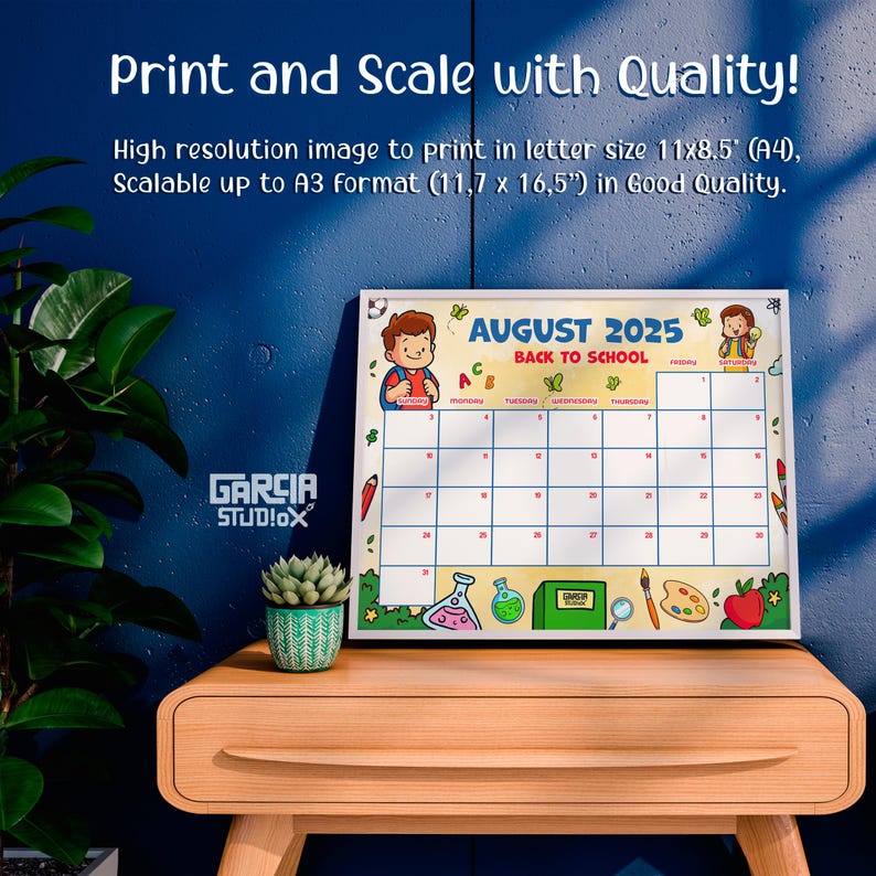 EDITABLE August 2025 Calendar, Fillable Back to School Planner, Monthly ...