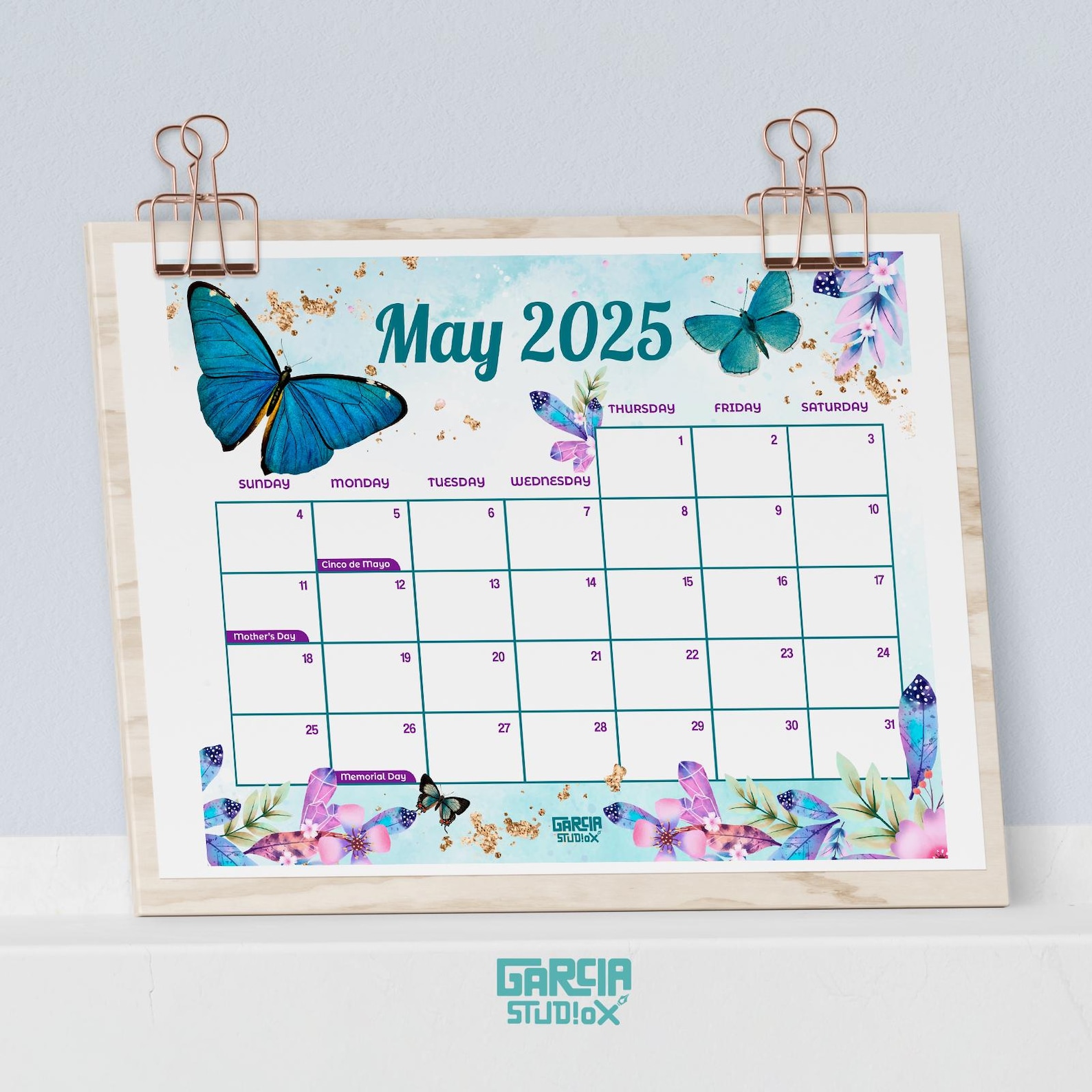 May 2025 Digital Calendar, Printable Spring Planner, Monthly Calendar ...