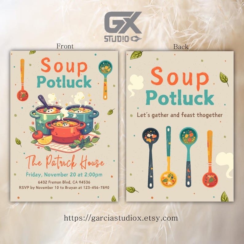 Editable Soup Potluck Invitation, Family and Friends Gathering ...