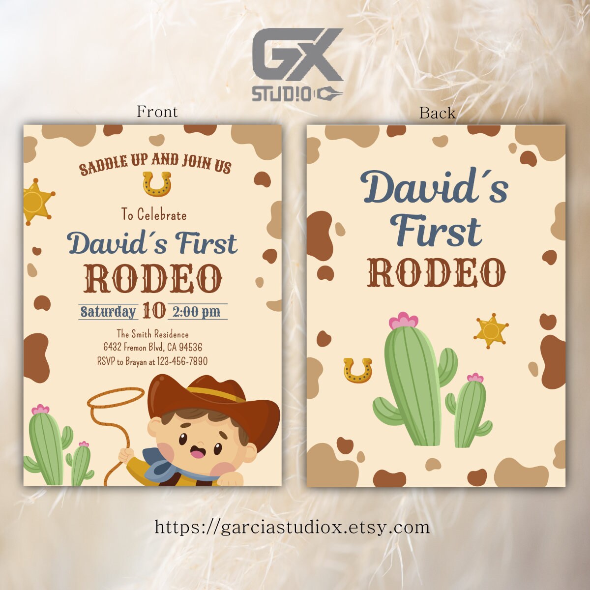 Editable First Rodeo Invitation Template | Cowboy Boy Western Birthday ...