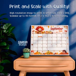 EDITABLE September 2025 Calendar, Cute Fall Design for Kids, Back to ...