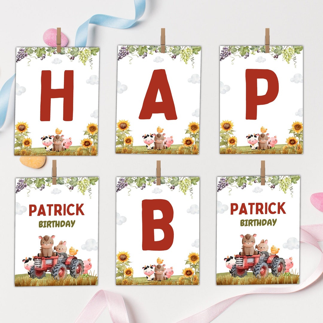 EDITABLE Farm Happy Birthday Banner, Custom Banner Birthday, Ranch ...