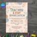 Teacher Staff Appreciation Invitation, Luncheon Appreciation Editable ...
