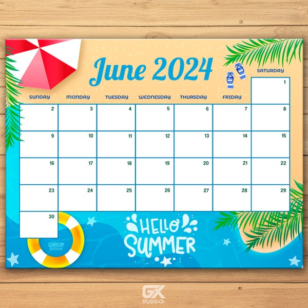 Fillable Calendar June 2024 - Etsy