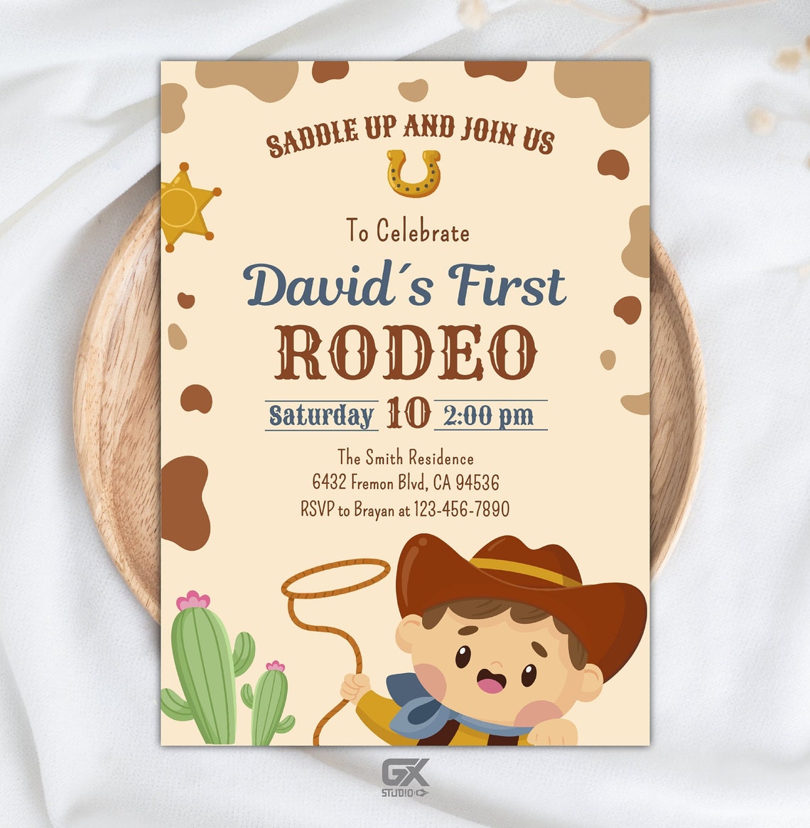 Editable First Rodeo Invitation Template | Cowboy Boy Western Birthday ...