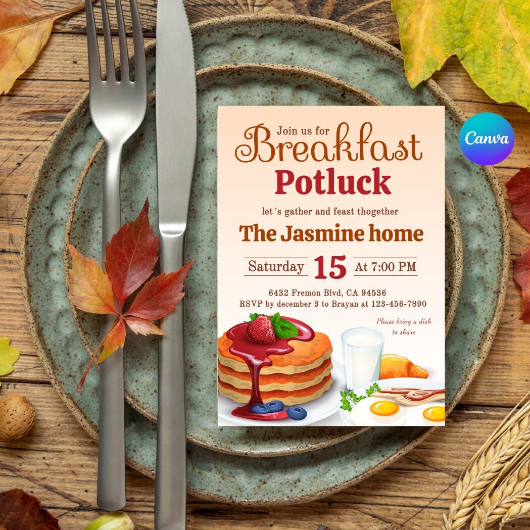 Breakfast Birthday Potluck Invitation